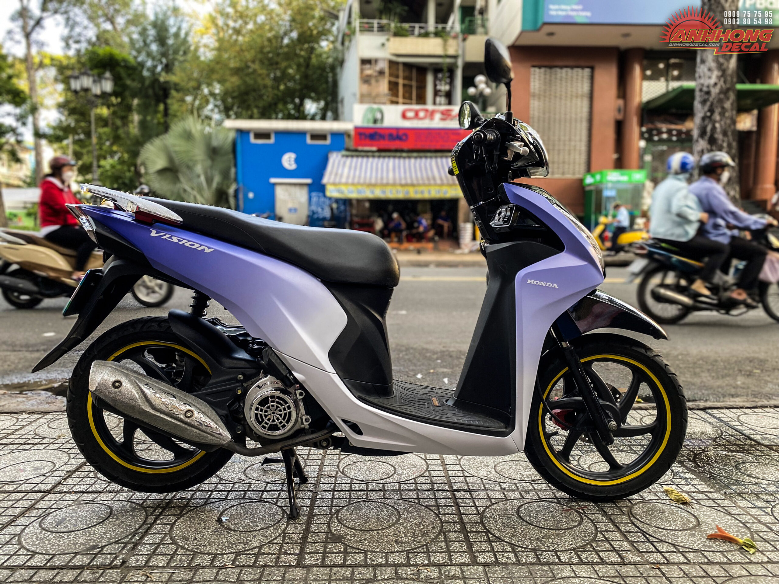 Dán Đổi Màu Vision Xanh Tím Trắng Chuyển Sắc Ombre - AH DECAL