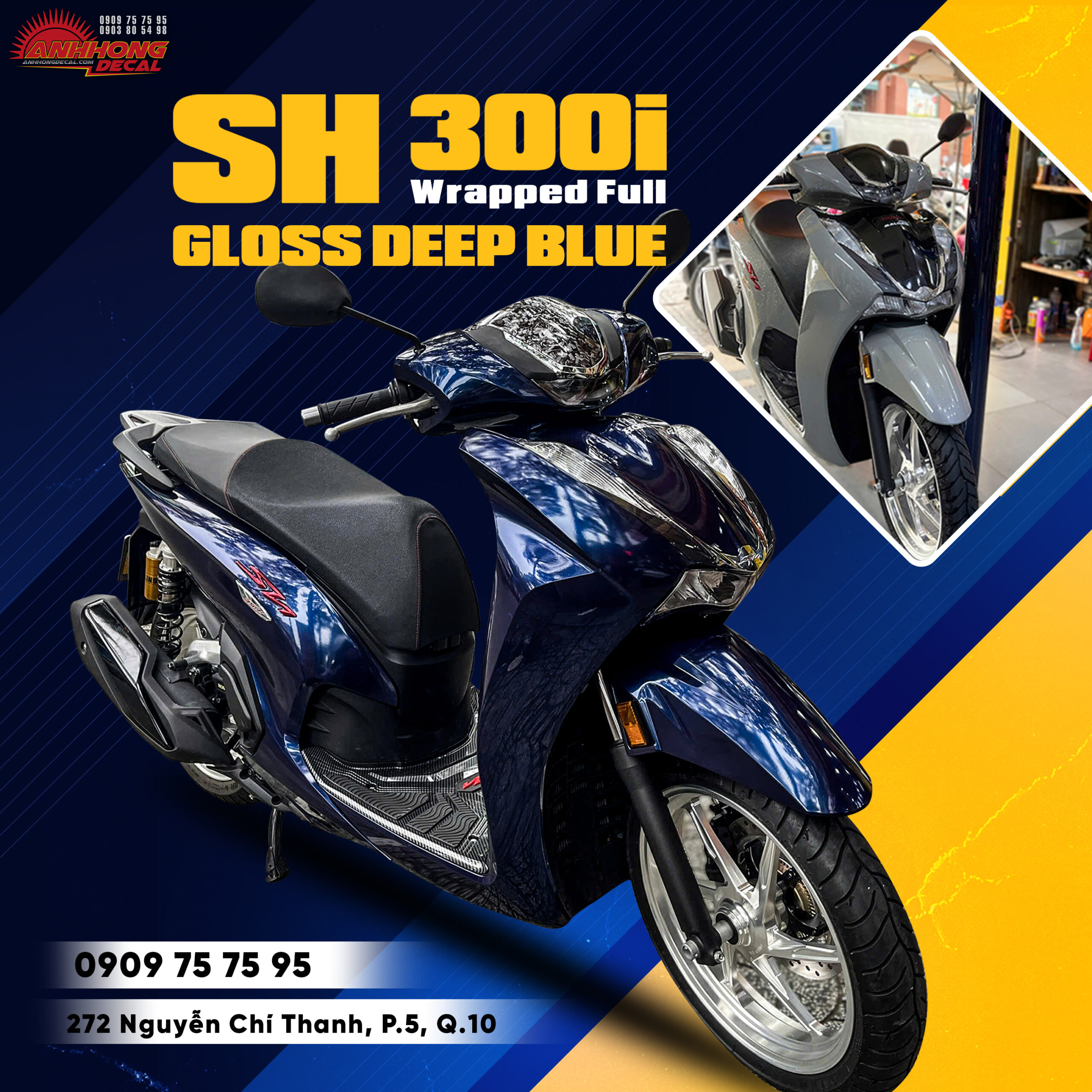 SH350i Xanh Đậm Gloss Deep Blue - AH DECAL